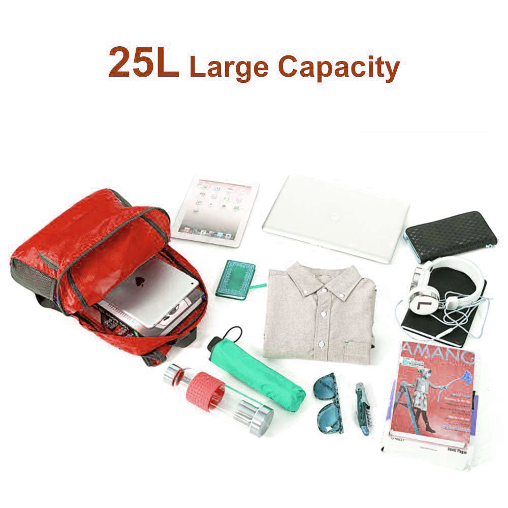 Leeway Foldable Backpack Bag - 25 Liters - Ideal for Travel and Outdoor ...